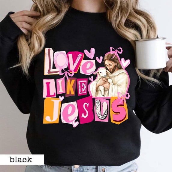 Black Faith-Inspired "Love Like Jesus" Multi-Color Lamb & Hearts ...