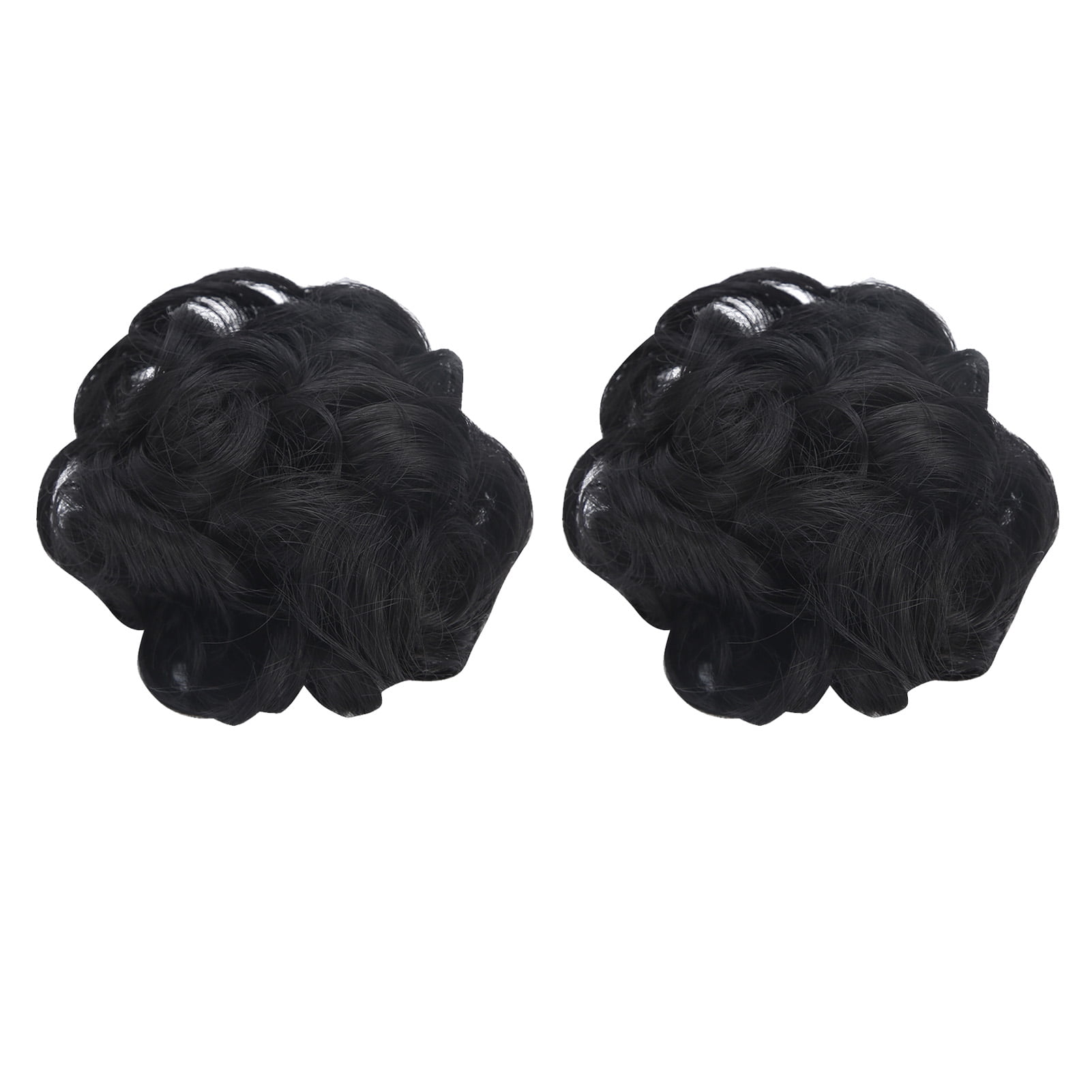 Black Fake Hair Bun High Temperature Fiber Synthetic Chignon Curly Hair ...