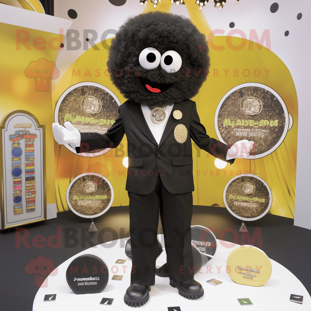 Black Falafel REDBROKOLY mascot costume character dressed with a Blazer ...