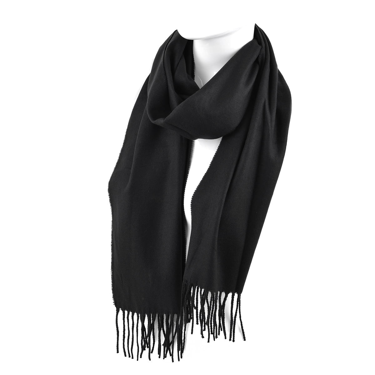 Black Fall/Winter Scarf for Men & Women-Solid Color Acrylic Scarves ...