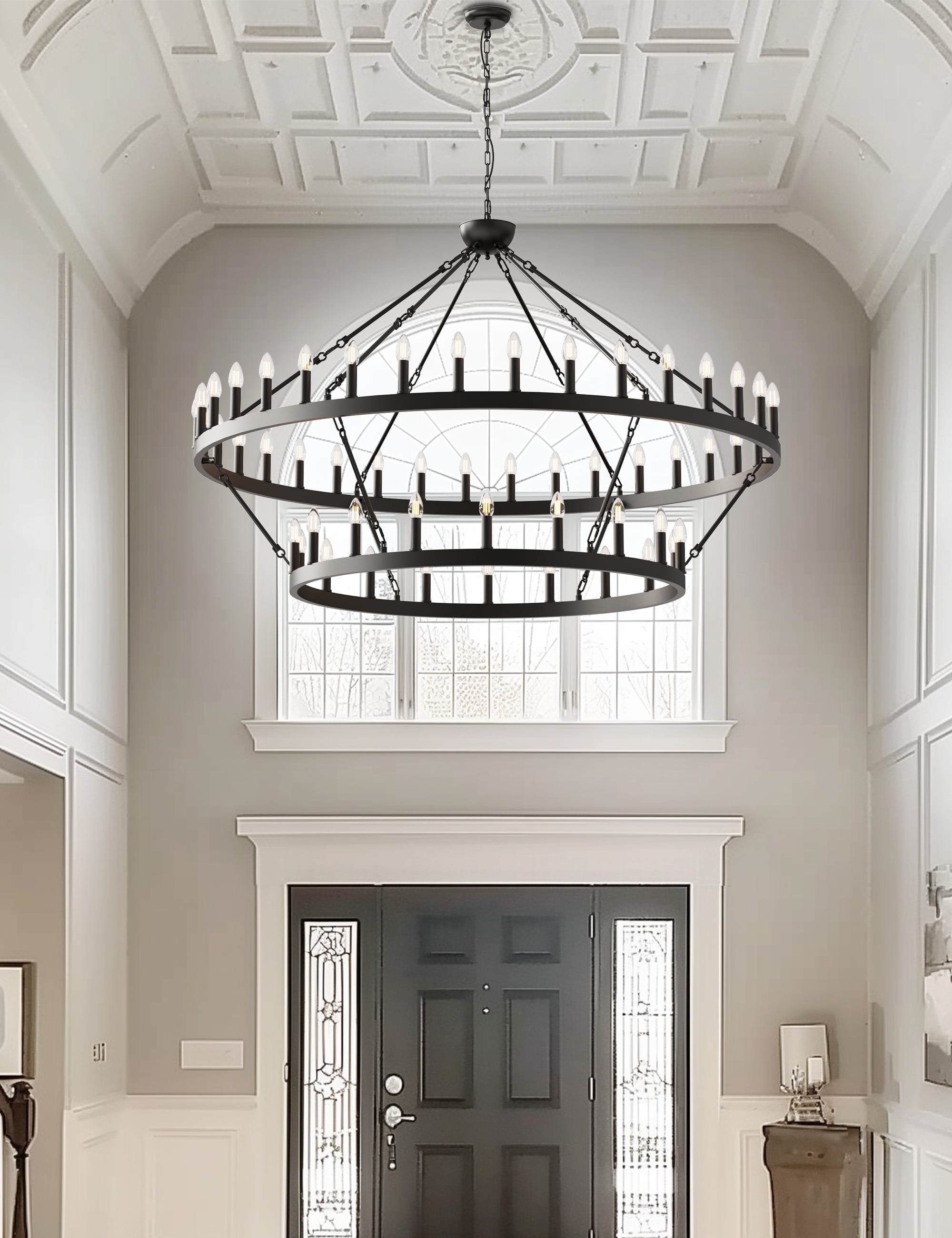 Black Farmhouse Chandelier 54-Light 60 Inch, Extra Large Black Round ...