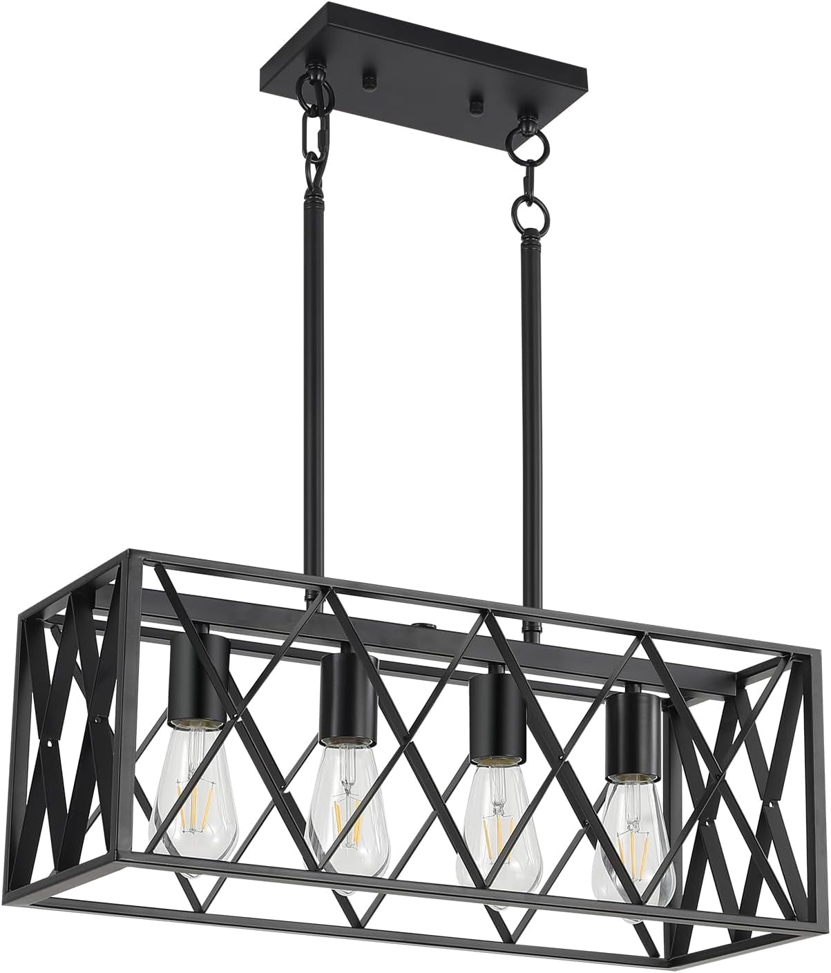 Black Farmhouse Kitchen Island Lighting, 4 Lights Pendant Lighting ...