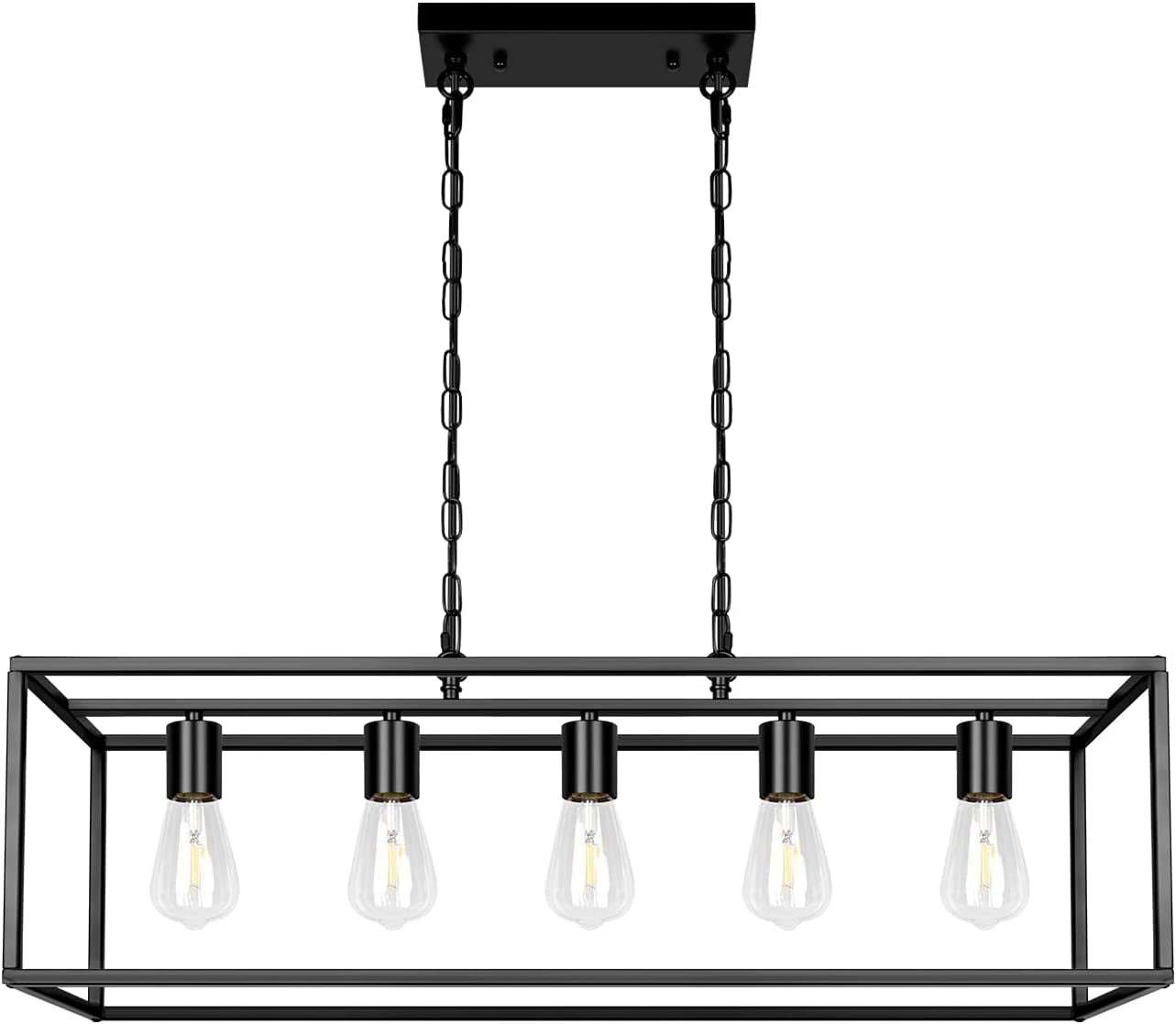 Black Farmhouse Kitchen Island Lighting Modern Linear Chandelier ...