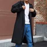Black Fashion Adult Waterproof Long Raincoat Women Men Rain Coat Hooded ...