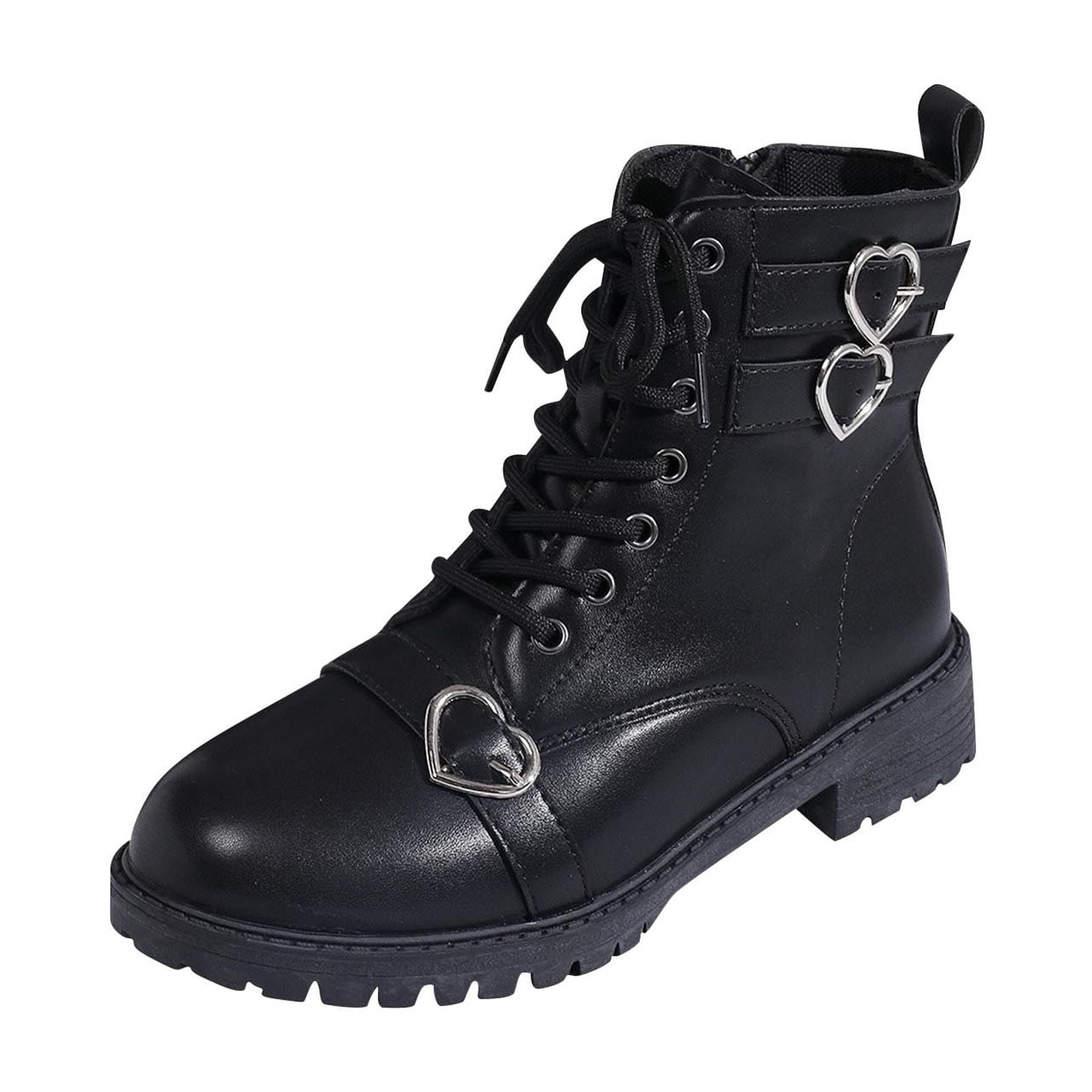 Black Fashion Boots With Robust Heel And Adjustable Lacing For A ...