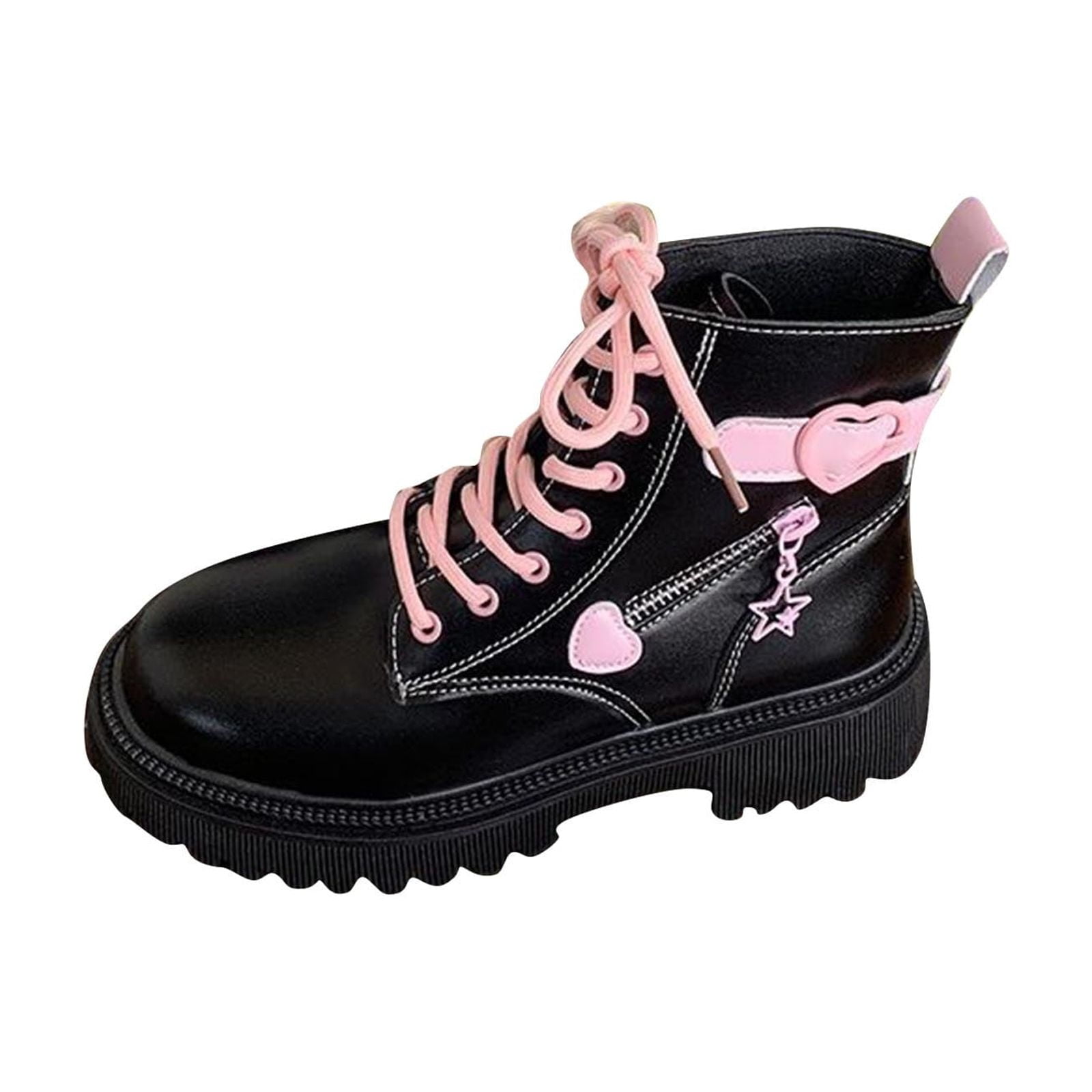 Black Fashion Boots With Robust Heel And Adjustable Lacing For A ...