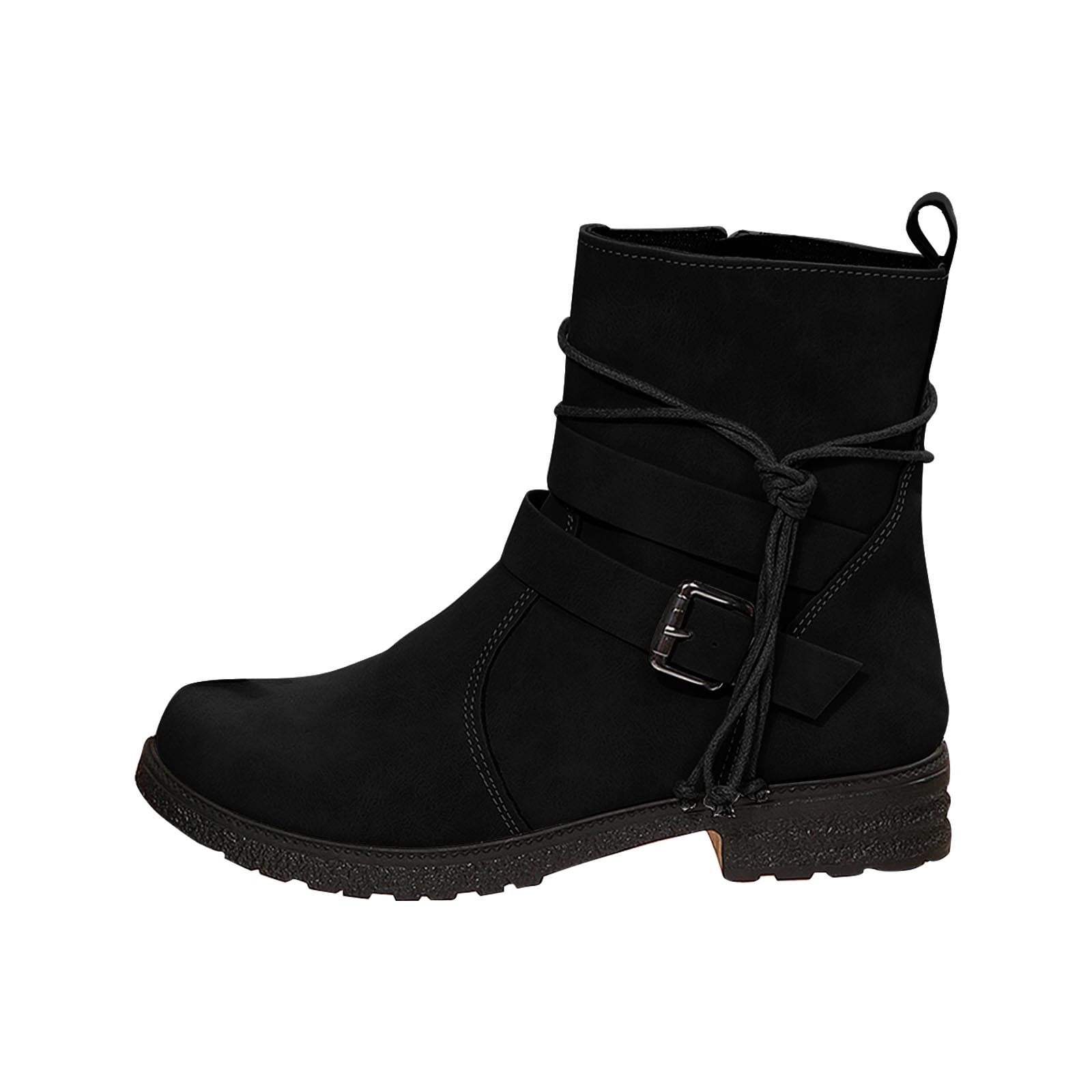 Black Fashion Boots With Robust Heel And Functional Straps For A Modern ...