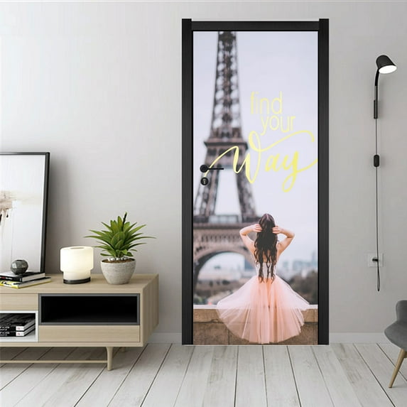 Black Fashion Lady Poster Red Lips Makeup Print Door Sticker Art ...