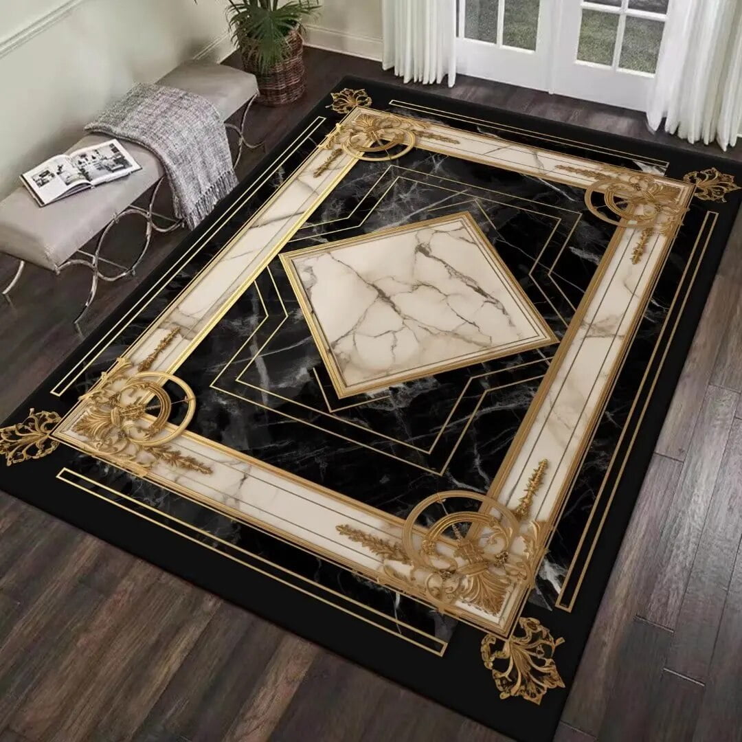Black Fashion for Living Room Carpets Bedroom Decor Nons-slip Floor ...