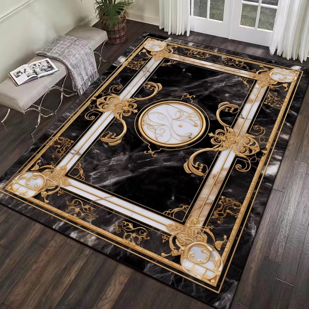 Black Fashion for Living Room Carpets Bedroom r Nons-slip Floor Mats ...