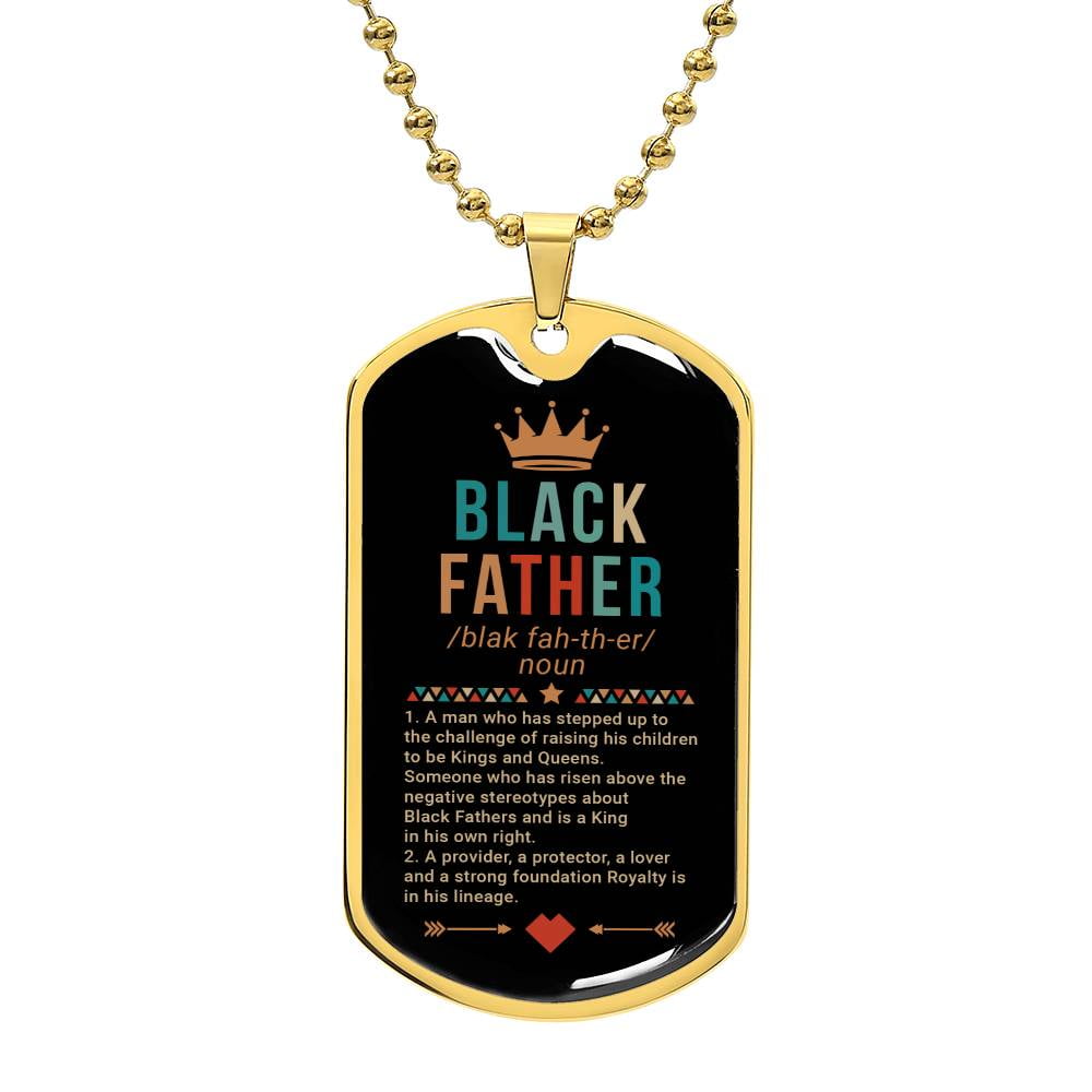 Black Father Dog Tag - Graphic Military Dog Tag Necklace (Optional ...