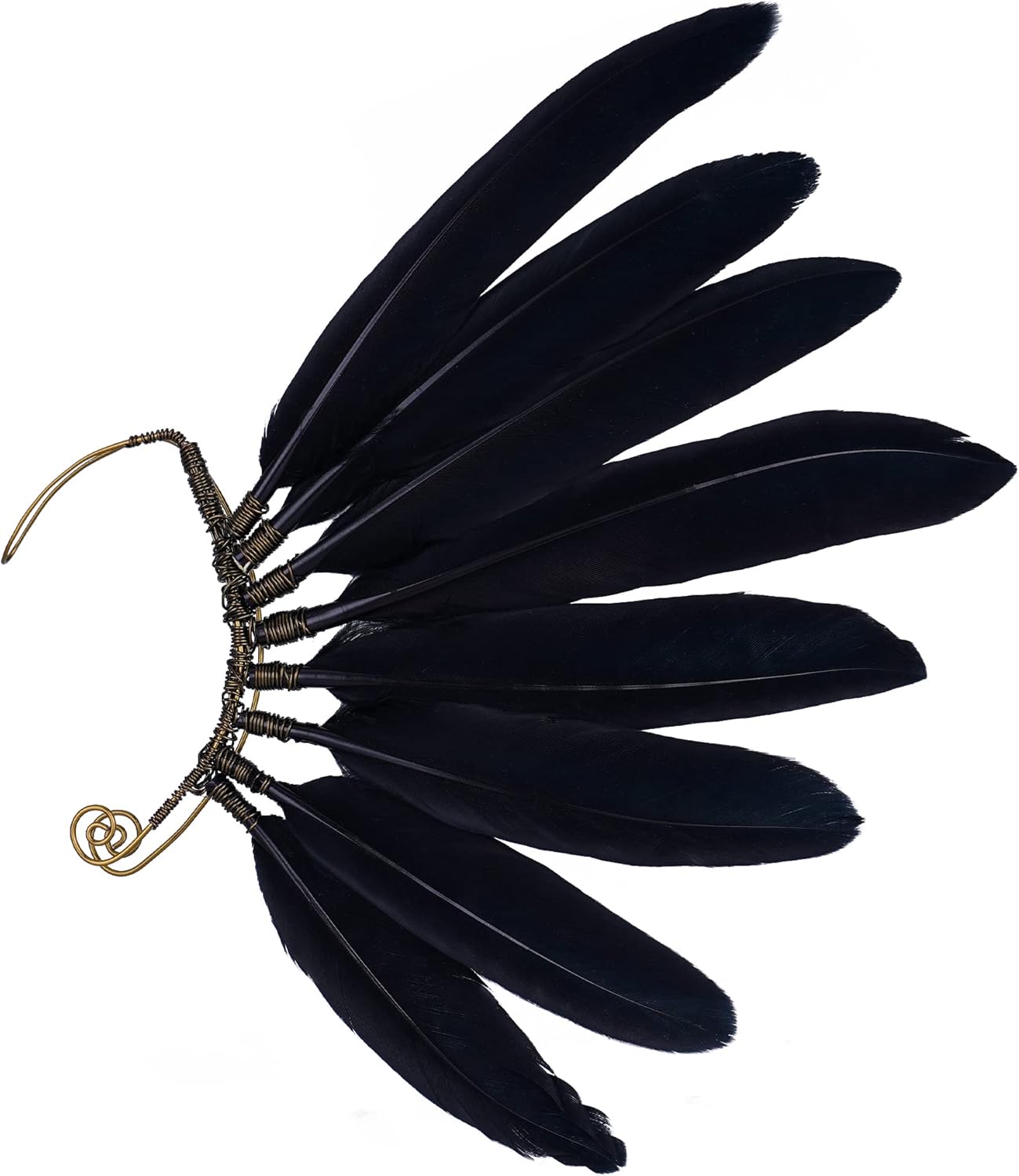 Black Faux Feather Ear Cuffs - Indian Ethnic Plume Ear Clips Viking ...