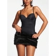 Black Faux Fur Mini Skirt Ruched Front Bodycon Low Rise Party Clubwear ...