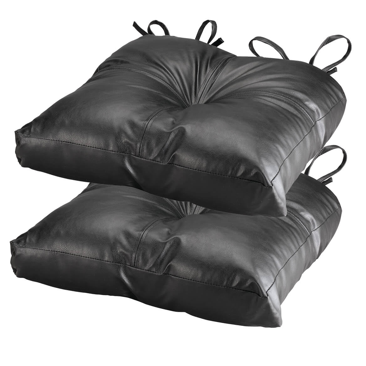 Black Faux Leather Chair Pad Set of 2 - Walmart.com