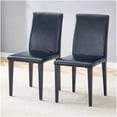 Black Faux Leather Dining Chairs Set of 2, Modern Stackable Design ...