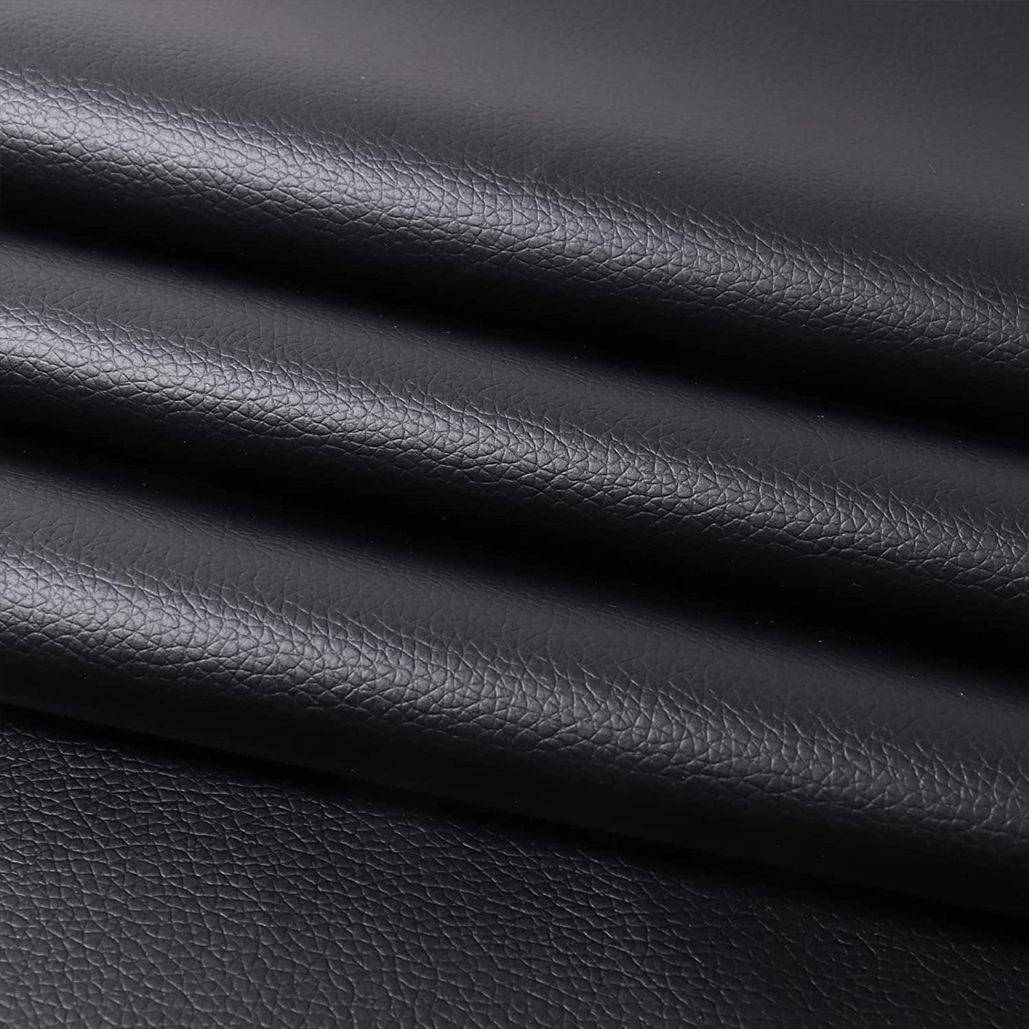 Black Faux Leather Fabric - 24in×54in Synthetic Imitation Leather ...