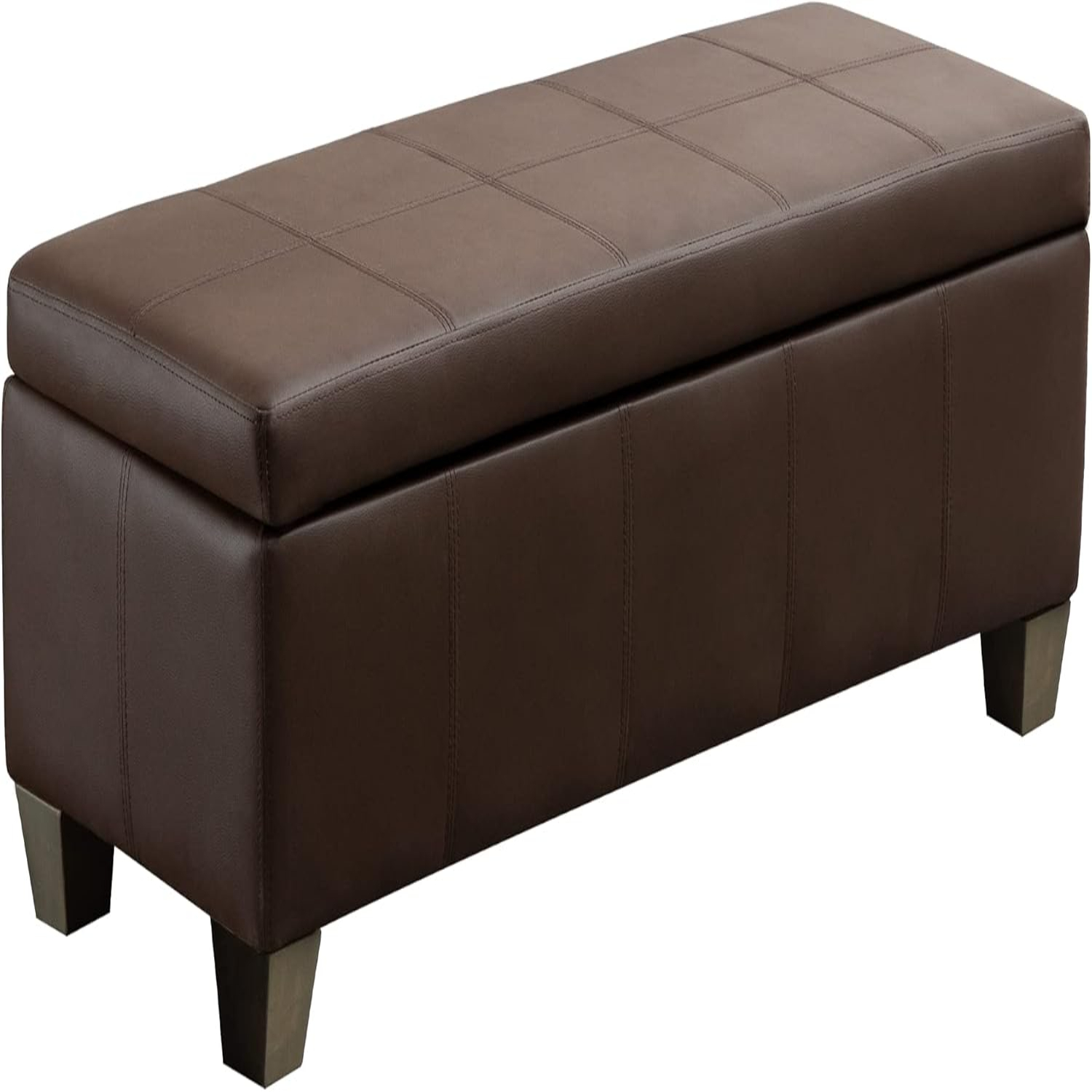 Black Faux Leather Ottoman with Rectangular Extra Long Bench for ...