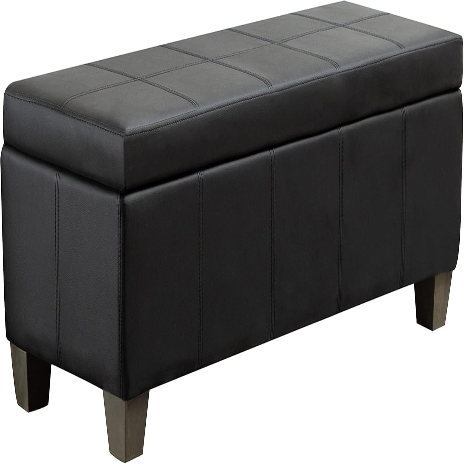 Black Faux Leather Ottoman with Rectangular Extra Long Bench for ...