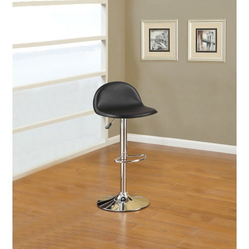 Black Faux Leather Stool Adjustable Height Chairs Set of 2 Chair ...