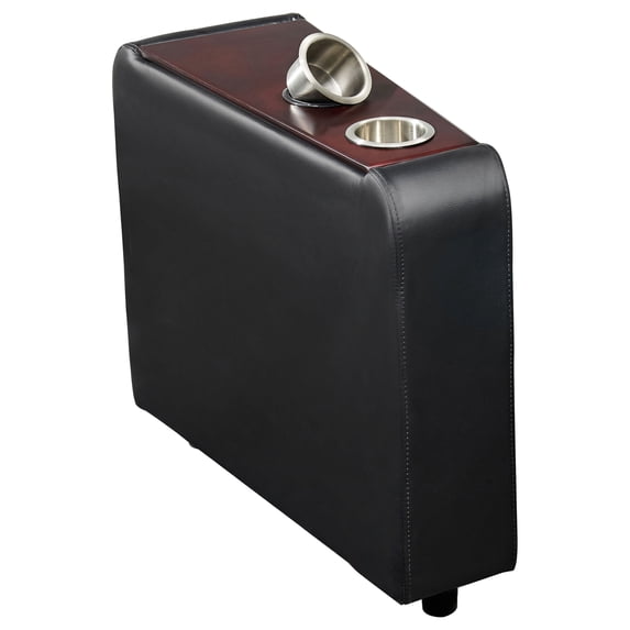 Black Faux Leather Wedge Console for Home Theater Reclining Chairs with ...