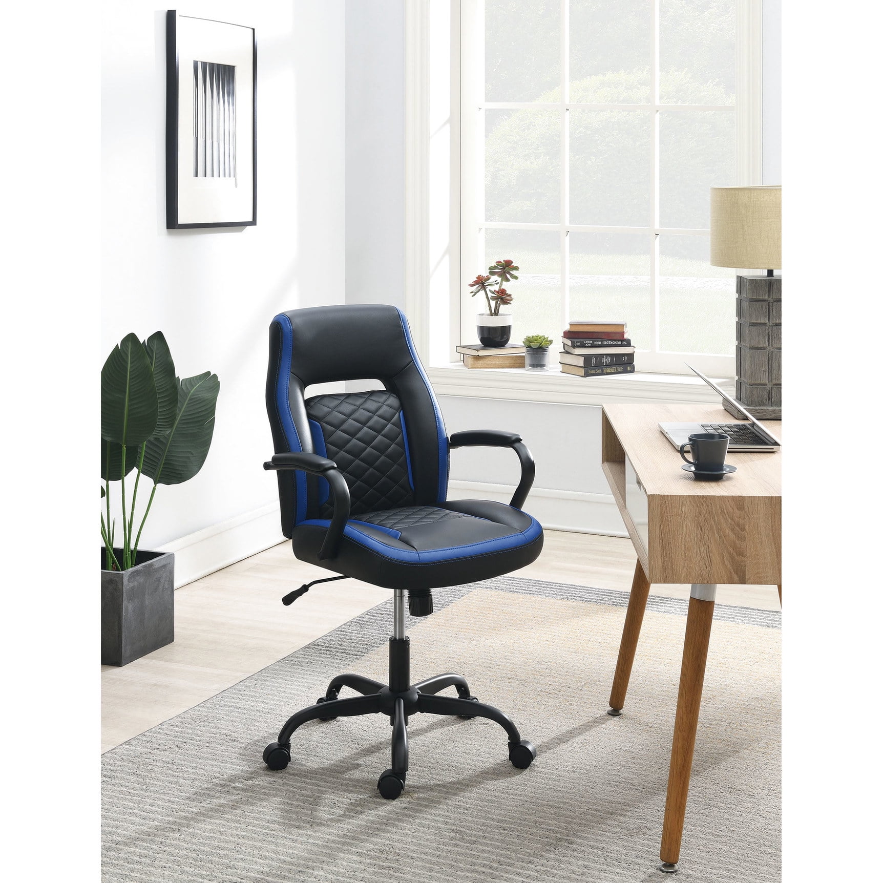 Black Faux Leather - finished Chair | Pneumatic lift for height ...