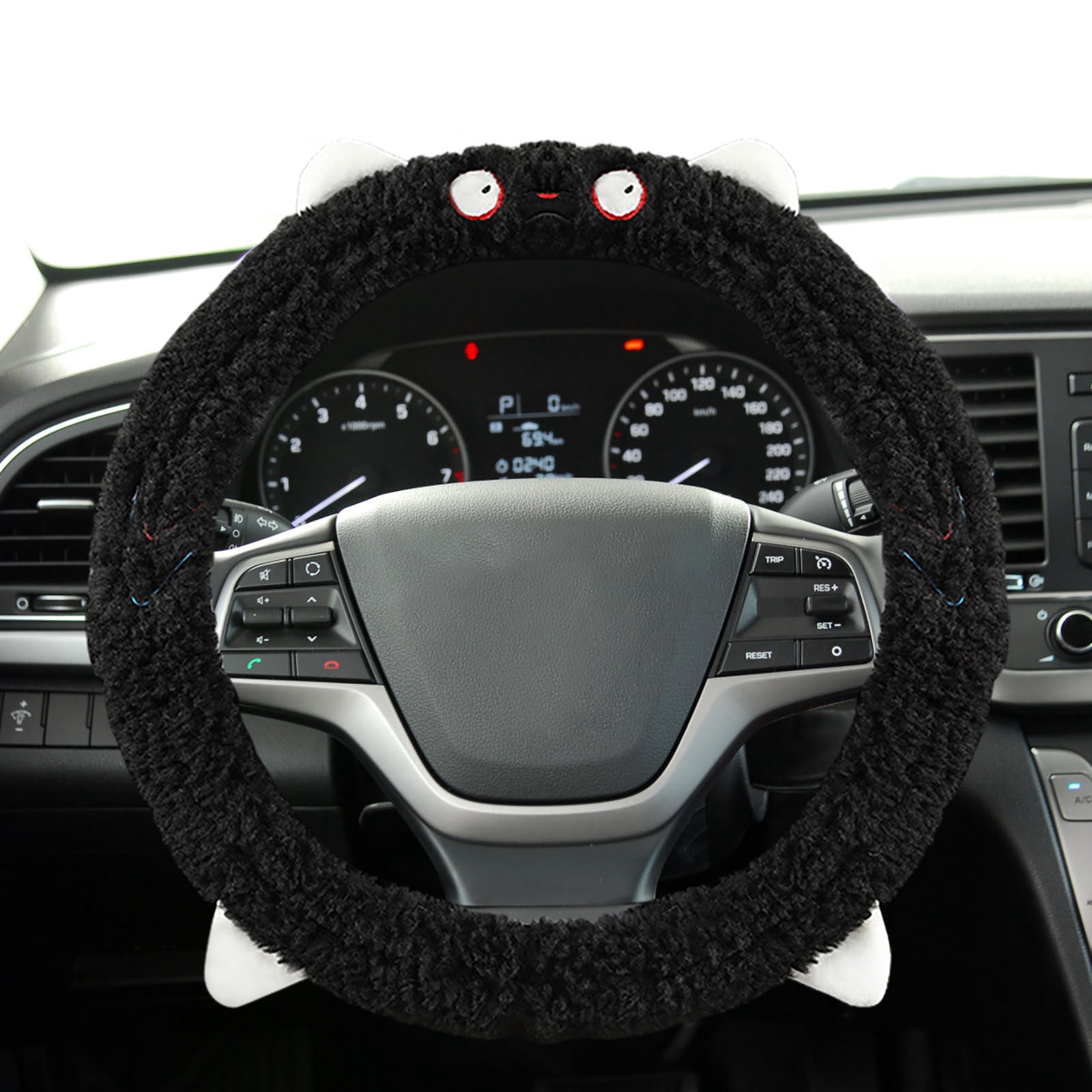 Black Faux Mink Car Steering Wheel Cover - Soft Plush Fur-Coated ...