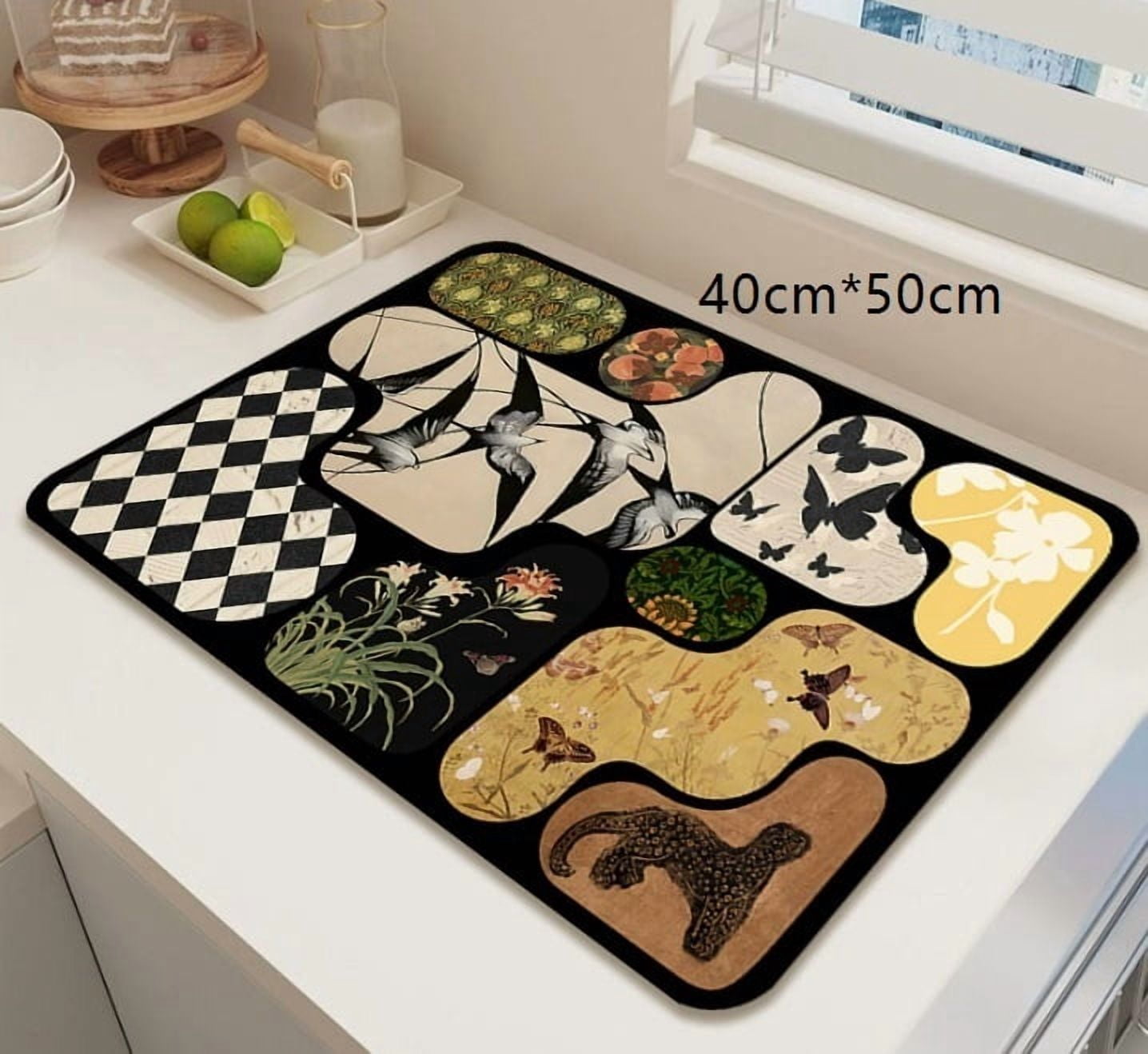 Black Feather Green Bamboo Waterproof and Oil-Proof Sink Side Mat ...