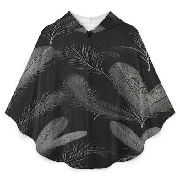 Black Feather Scale Print Blanket Oversized Wearable Hooded Blanket ...