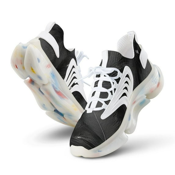 Black Feather Scale Print Walking Shoes for Men Woman Lightweight ...