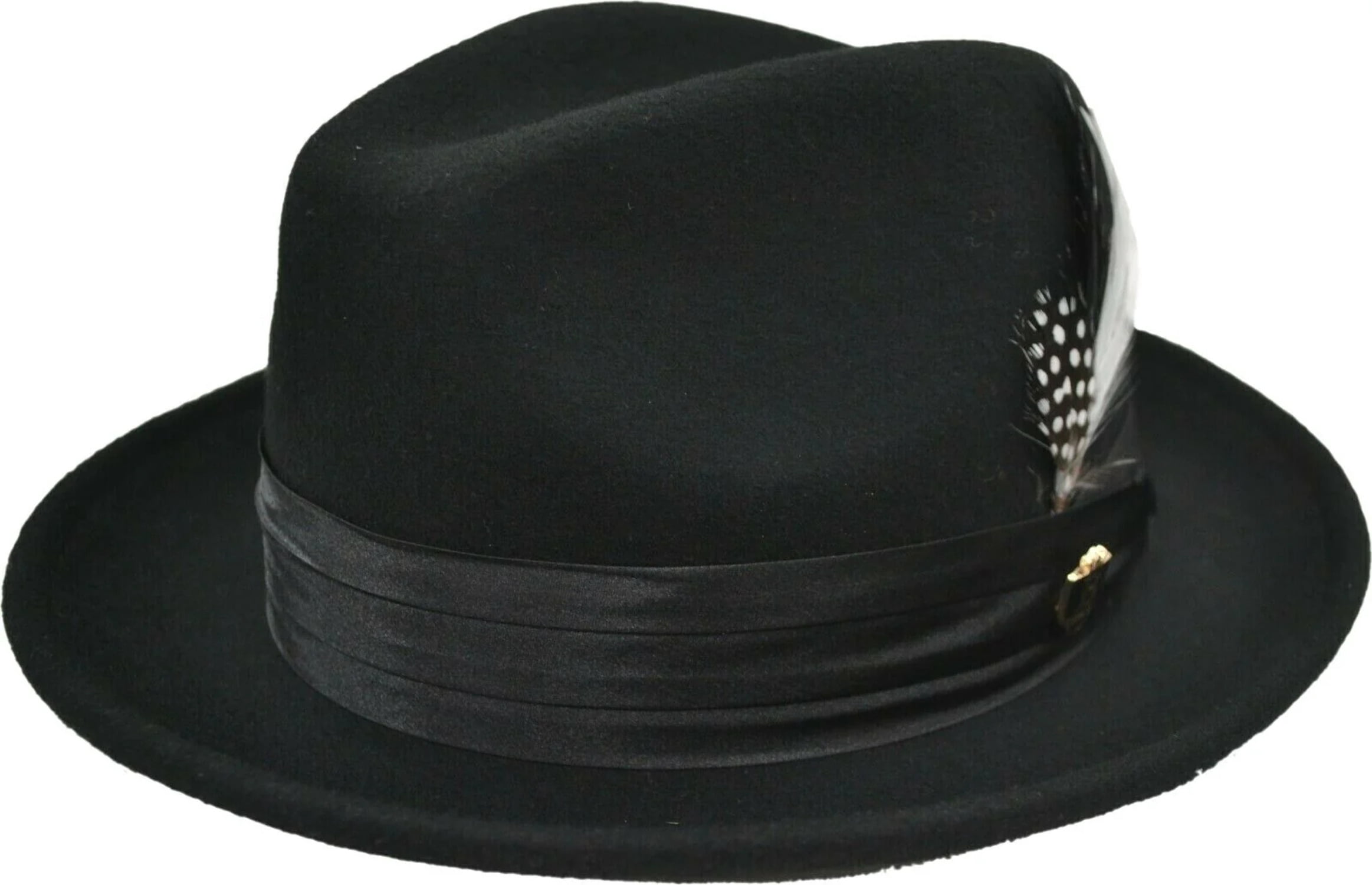 Mens Black Fedora 100% Wool Crushable by Bruno Capelo UN-100 - Walmart.com