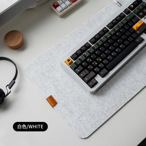 Black Felt Desk Mat with Leather Tab, Minimalist Keyboard Pad - Walmart.com