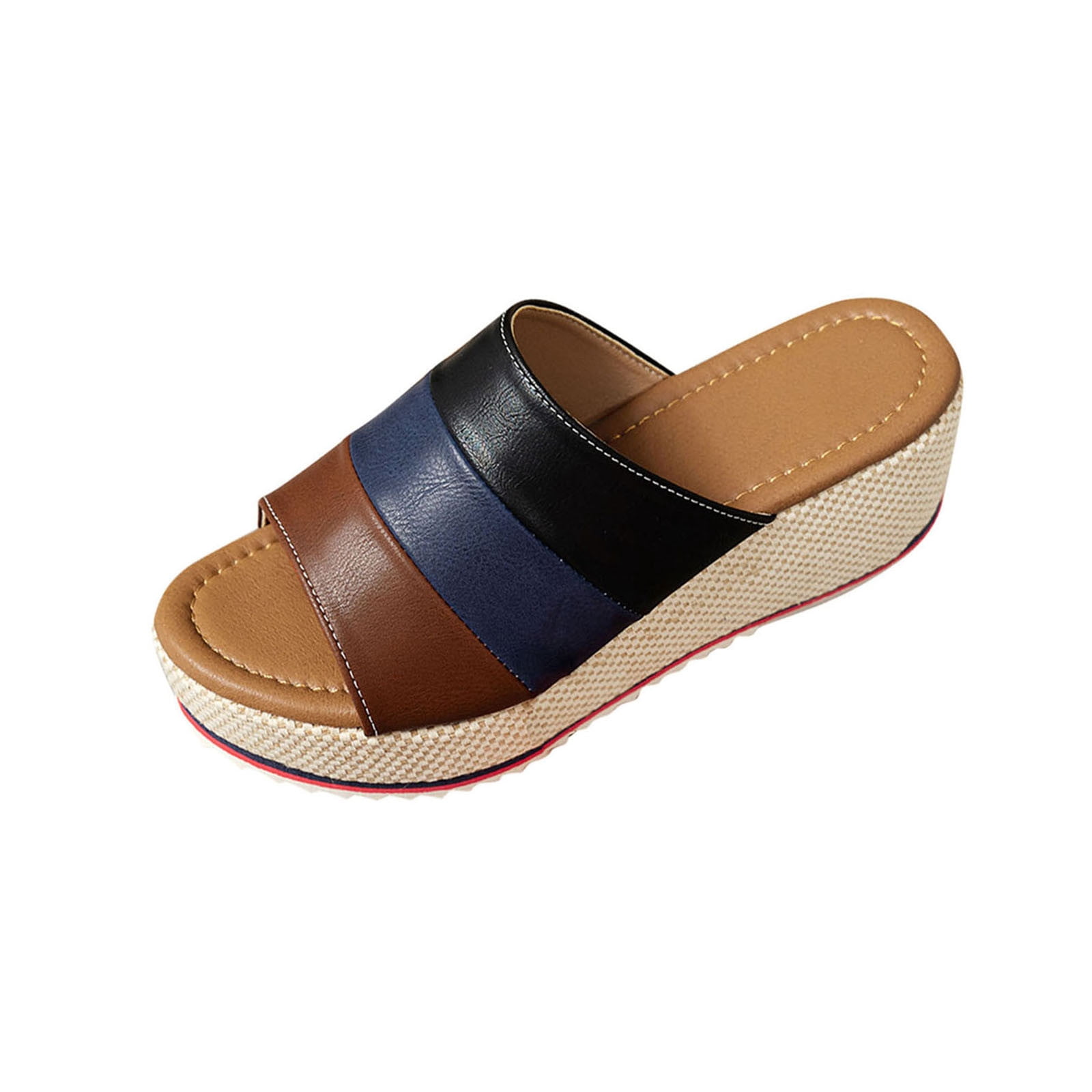 Black Female Casual Color-Block Slippers With An Open Toe, Ideal For ...