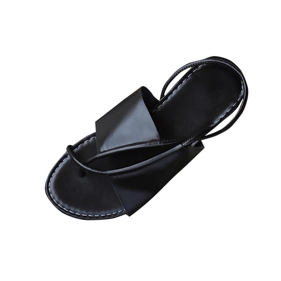 Black Female Chic Thong Sandals Flat Simple Design Plus Size Options In ...