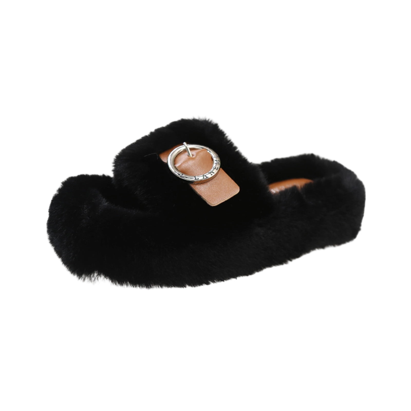 Black Female Comfort Slippers Large Size With Height Enhancing For All ...