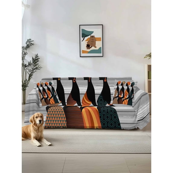 Black Female Couch Cover for Dogs, African Women Geometric Abstract Art ...