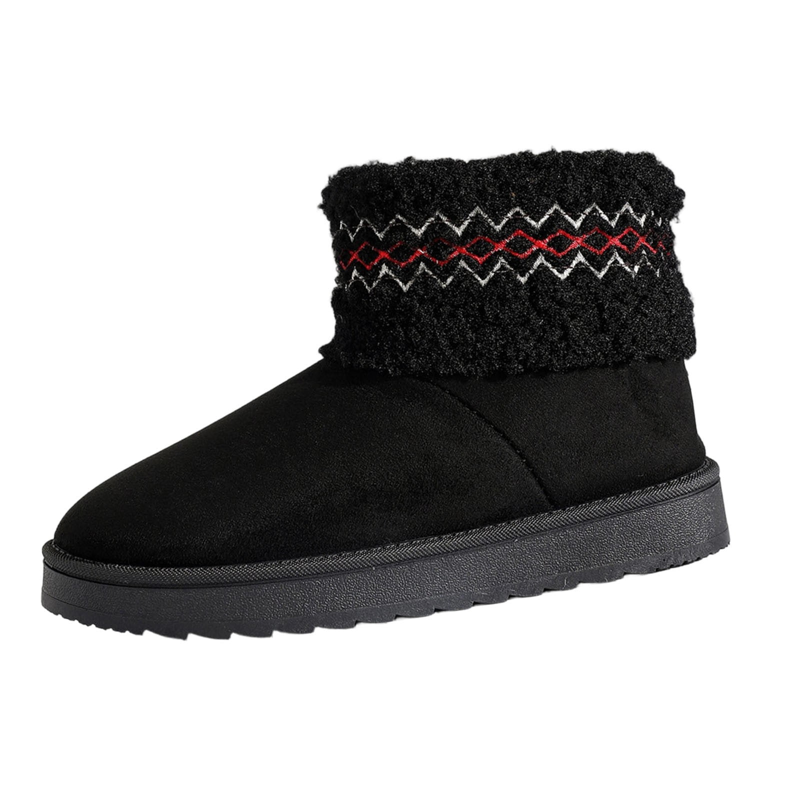 Black Female Fashion Ankle Boots With Velvet Warmth And Thick Sole For ...