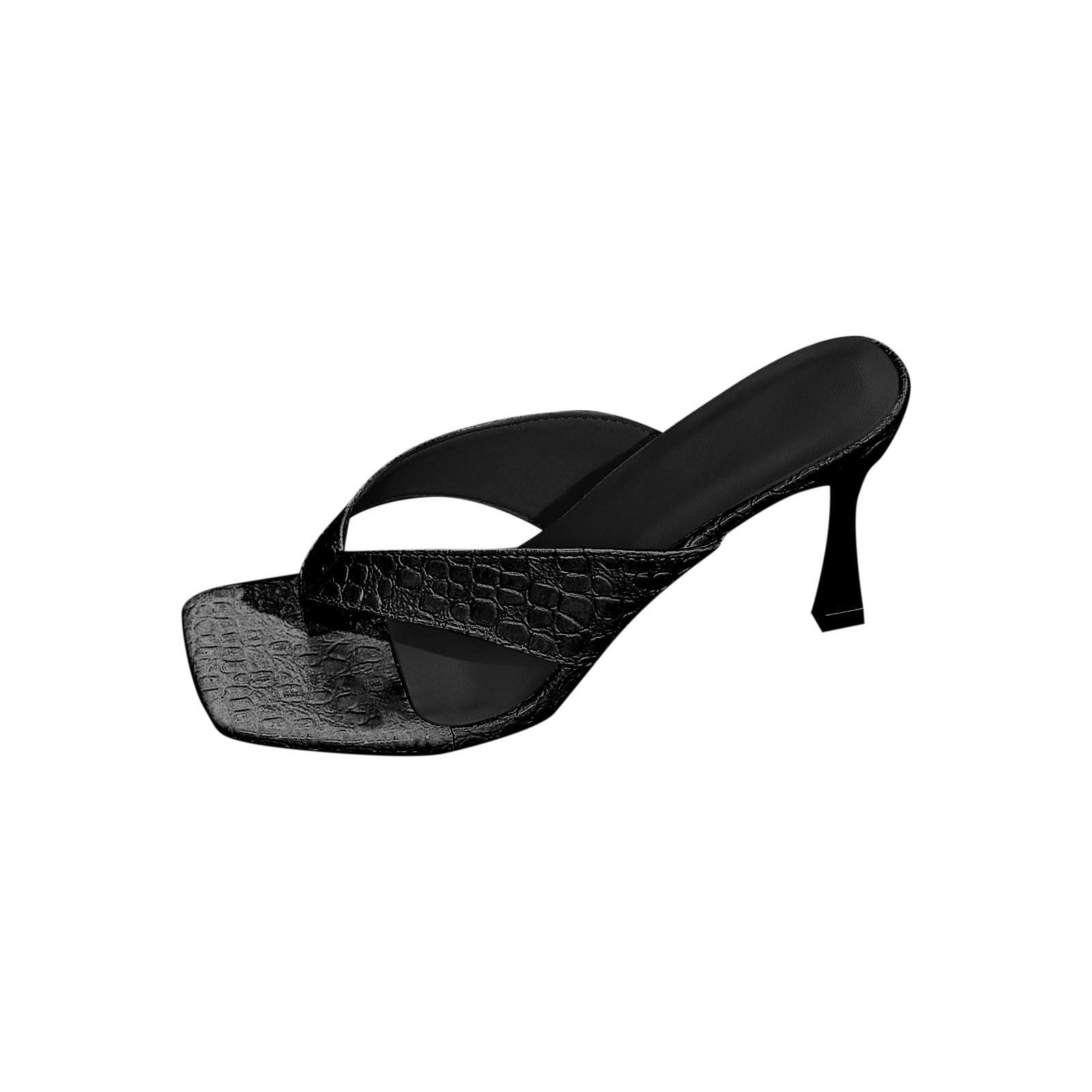 Black Female Fashion Slippers Featuring A Clip-Toe Design And Sleek ...
