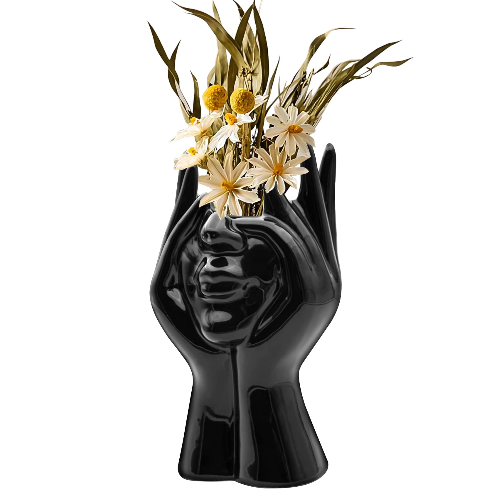 Black Female Form Face Vase,Ceramic Vases for Home Decor Art Vase Body ...