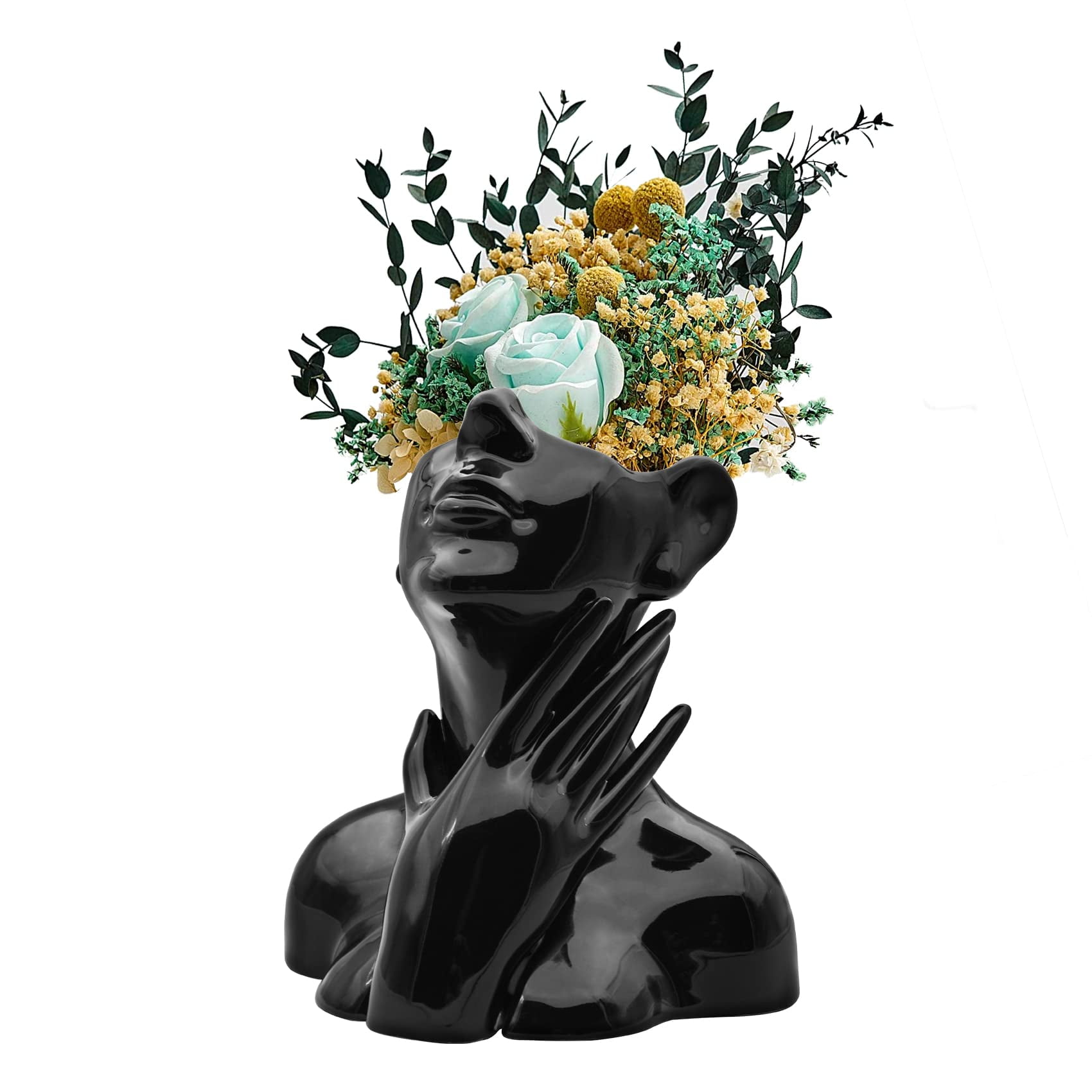 Black Female Form Face Vase,Ceramic Vases for Home Decor Art Vase Body ...