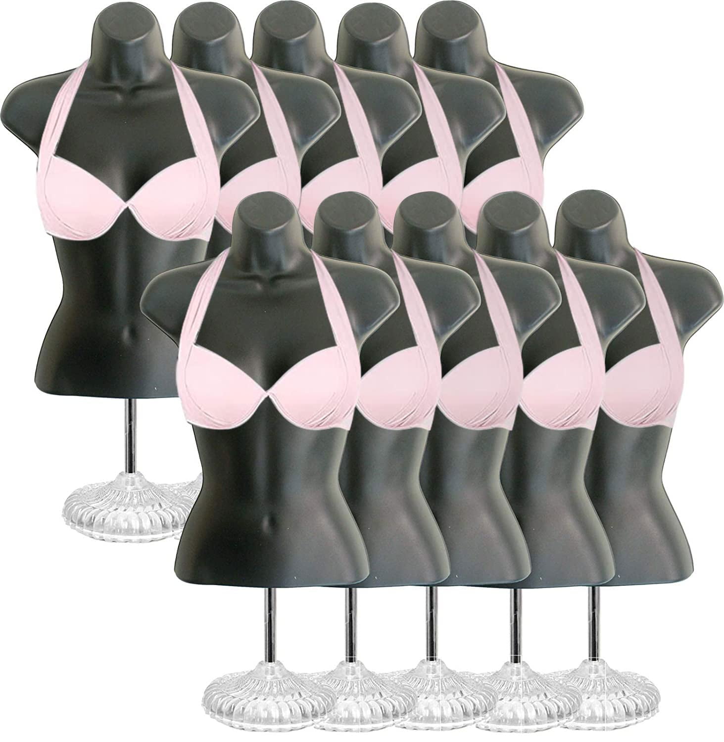 Black Female Hollow Back Mannequin Torso Set w/ Acrylic Stand with ...