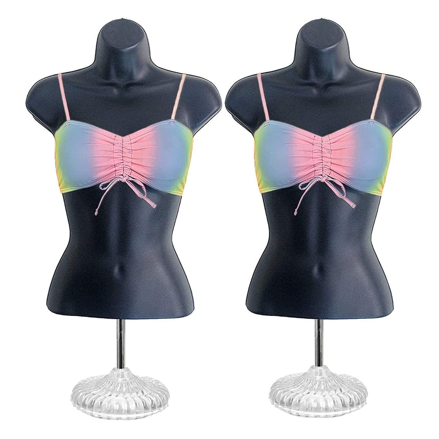 Black Female Hollow Back Mannequin Torso Set w/ Acrylic Stand with ...