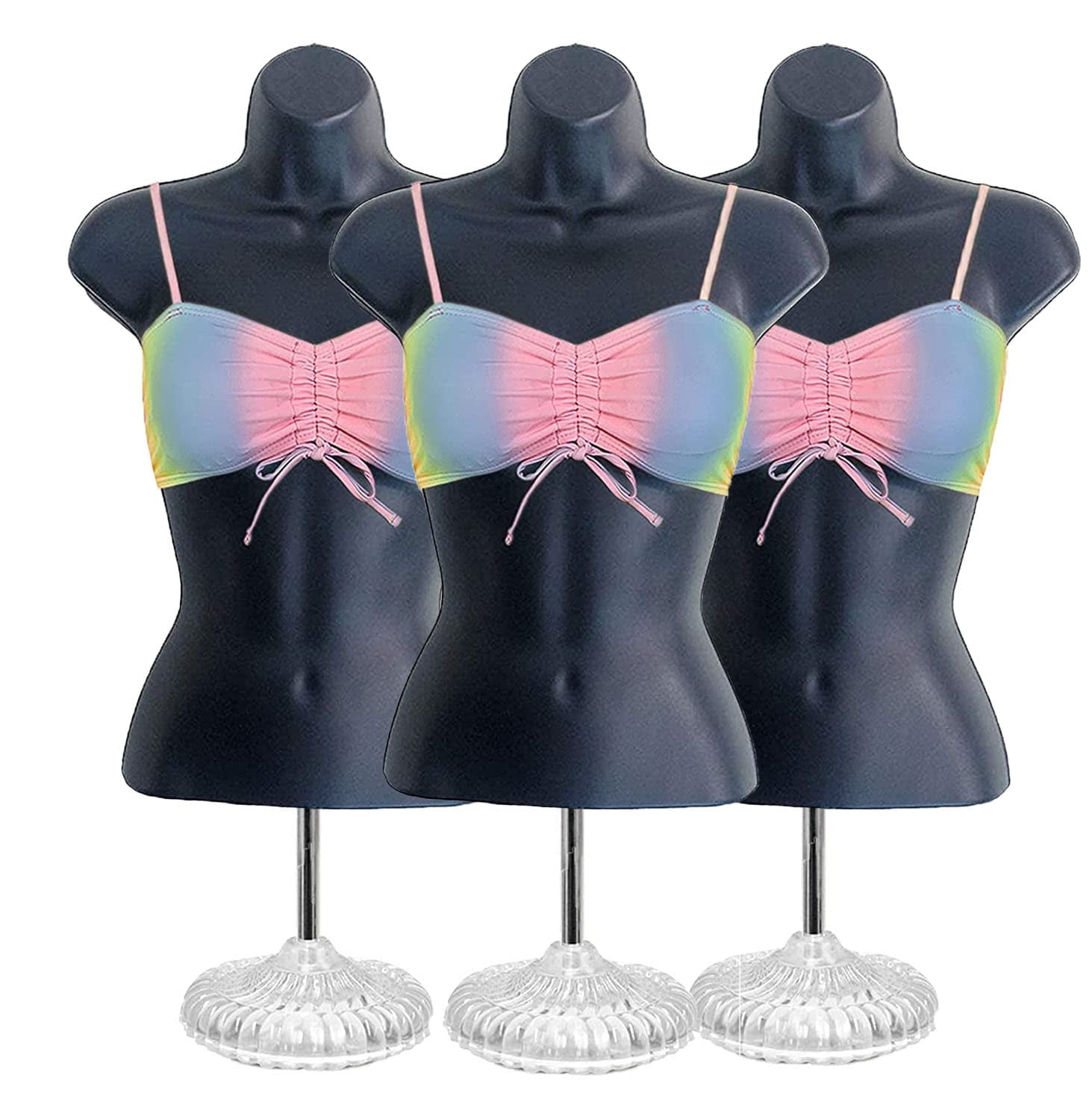 Black Female Hollow Back Mannequin Torso Set w/ Acrylic Stand with ...