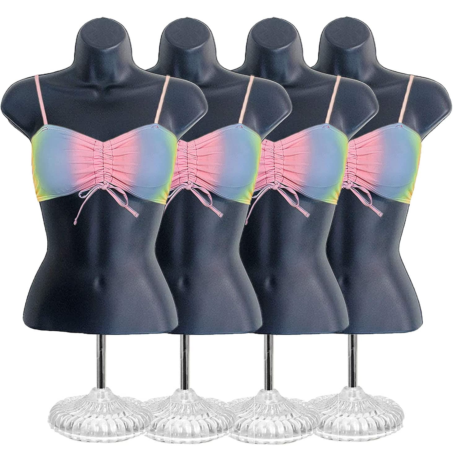 Black Female Hollow Back Mannequin Torso Set w/ Acrylic Stand with ...