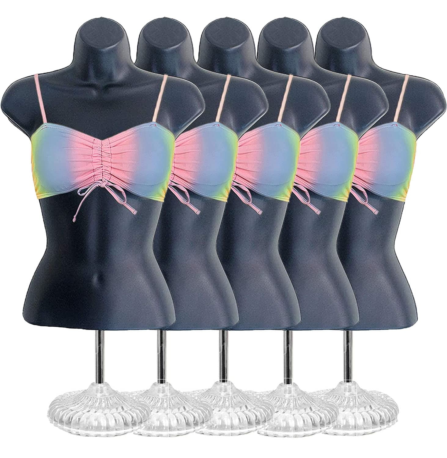 Black Female Hollow Back Mannequin Torso Set w/ Acrylic Stand with ...