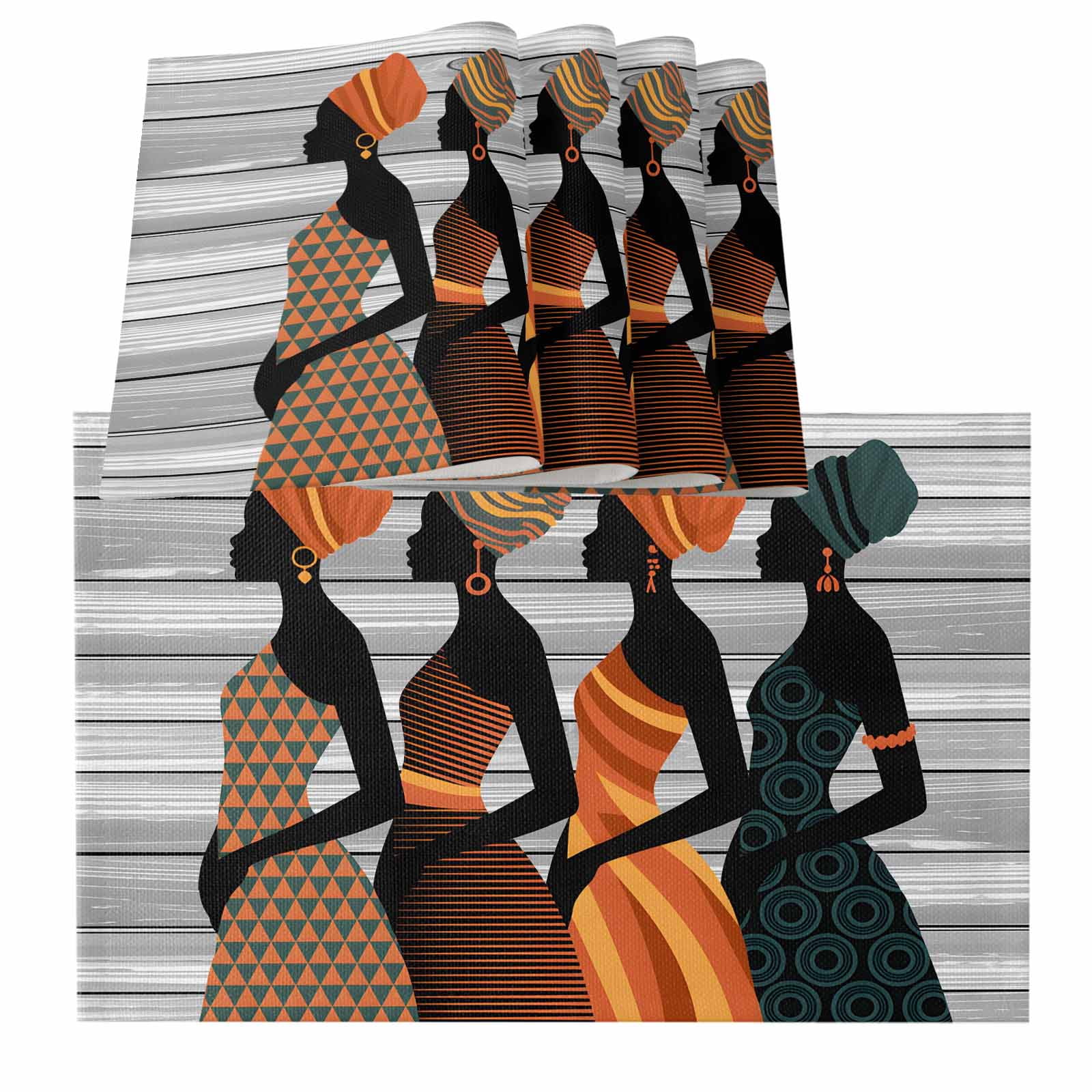 Black Female Placemats for Dinning Table Set of 6, African Women ...