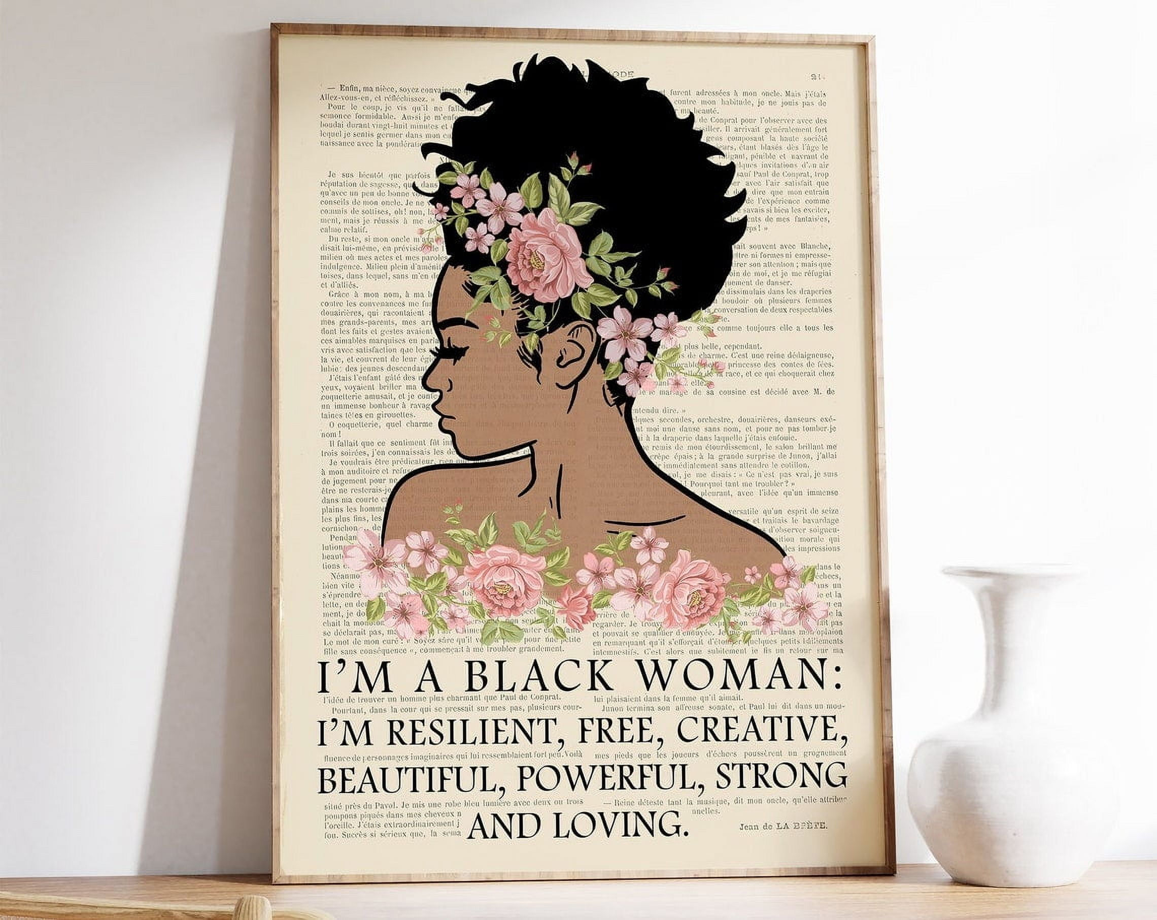 Black Female Quote Poster, Afro Art, Vintage Poster, Vintage Print ...