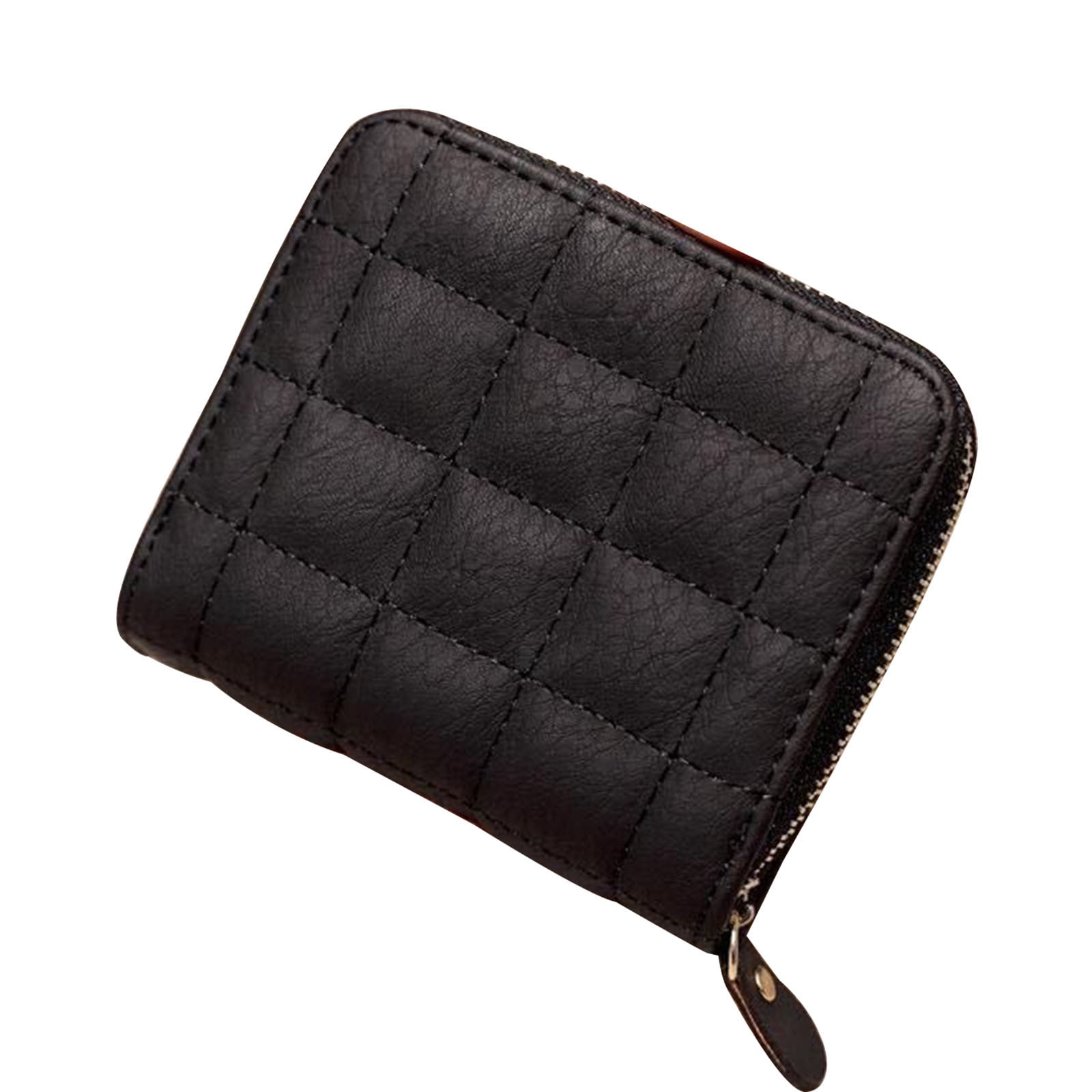 Black Female Short Style Purse With Secure Zipper Closure And Organized ...