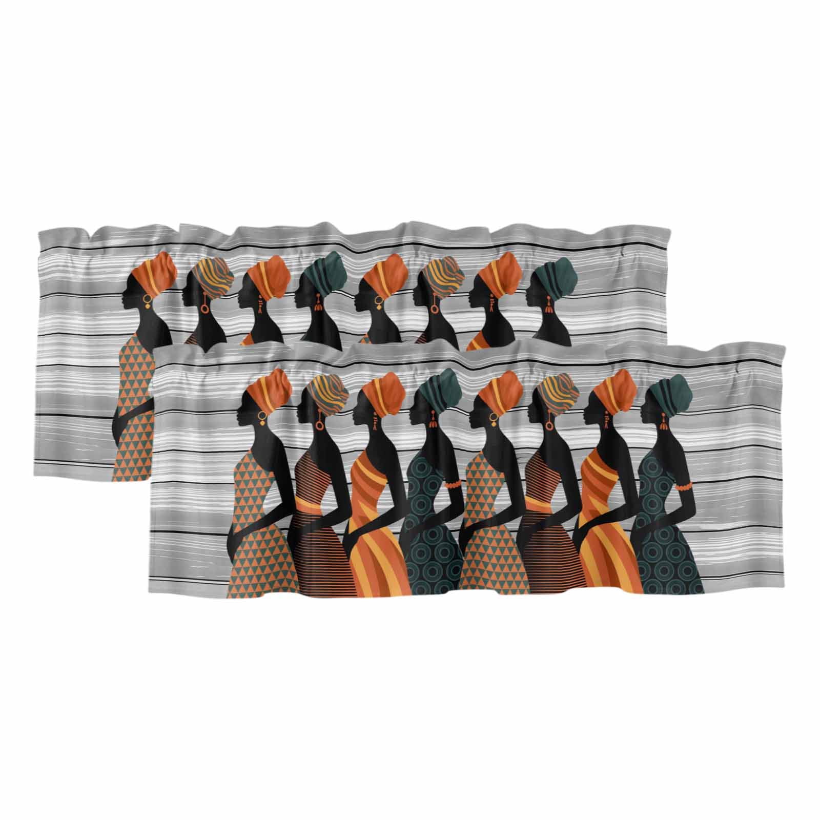 Black Female Valances for Windows, African Women Geometric Abstract Art ...