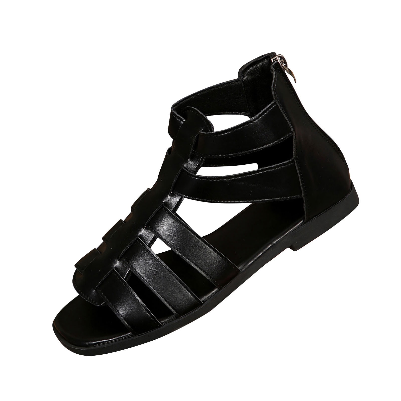 Black Females Beach Relaxed Spring Summer Style Roman Sandals Square ...