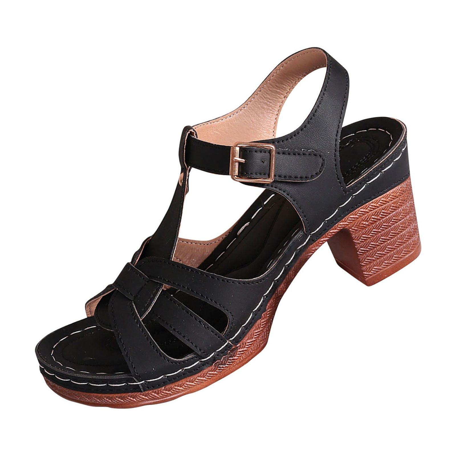 Black Females Chic Spring Summer Sandals Fish Mouth Open Toe Back Open ...